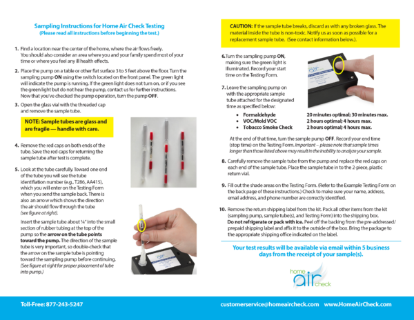 Instructions: Air Sample - Home Air Check